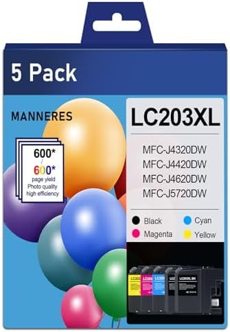 LC203 High Yield Ink Cartridges (5-Pack, 2Black, Cyan, Magenta, Yellow ...