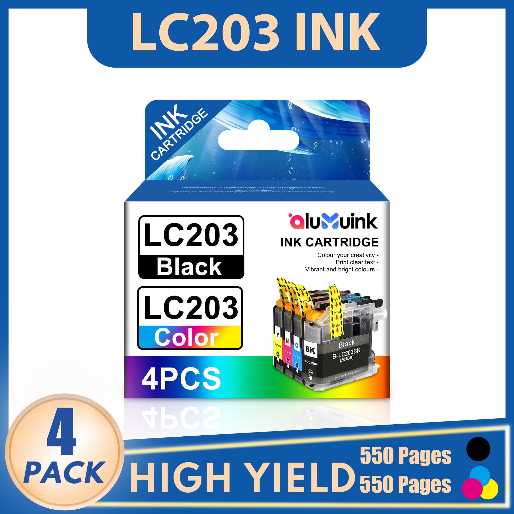 LC203 Ink cartridges Compatible for Brother LC203 ink for Brother MFC ...