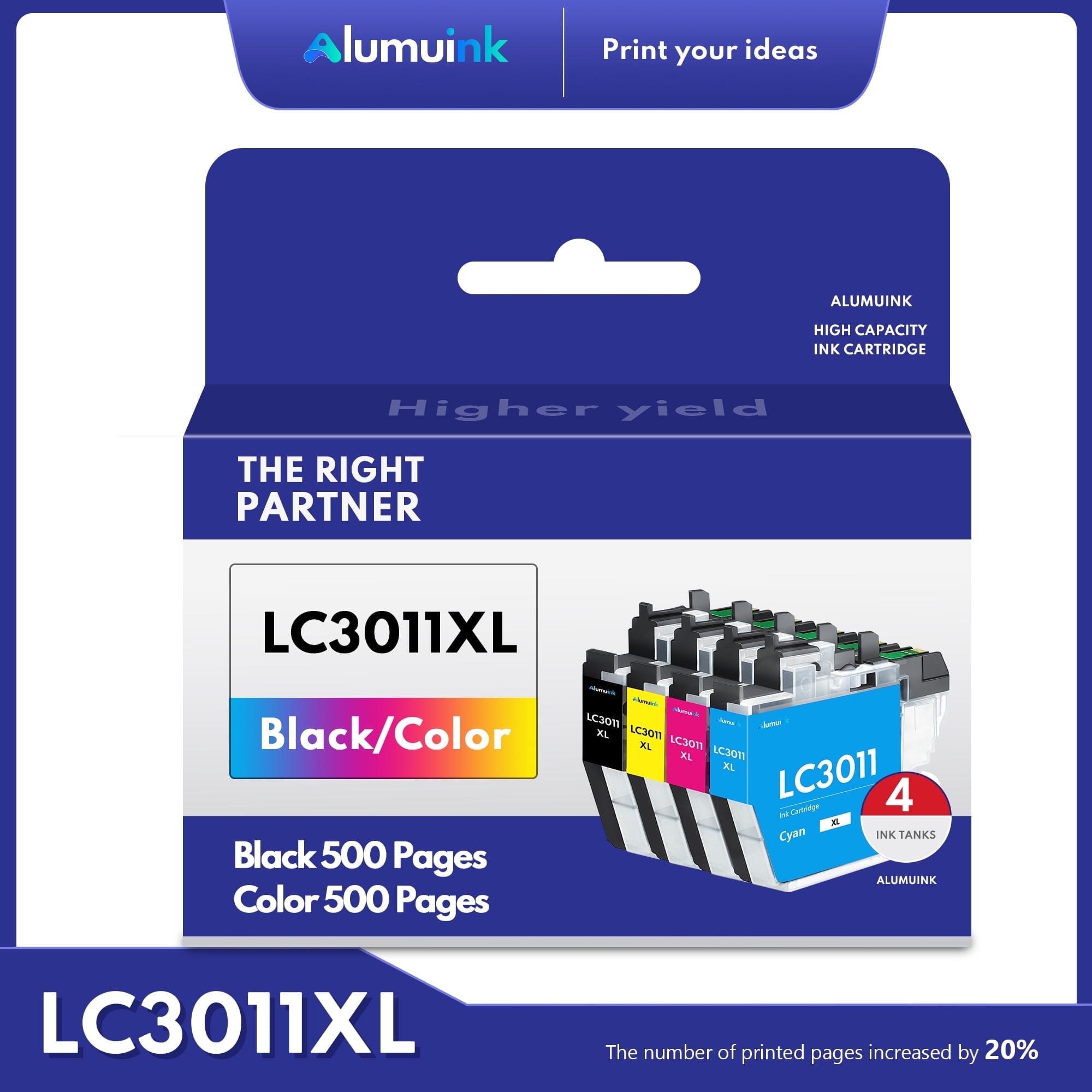 LC3011XL/3011XL 4 Pack High Yield Ink Cartridge Compatible for Brother ...