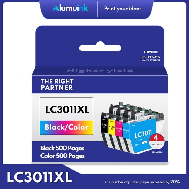 LC3011XL/3011XL 4 Pack High Yield Ink Cartridge Replacement for Brother ...