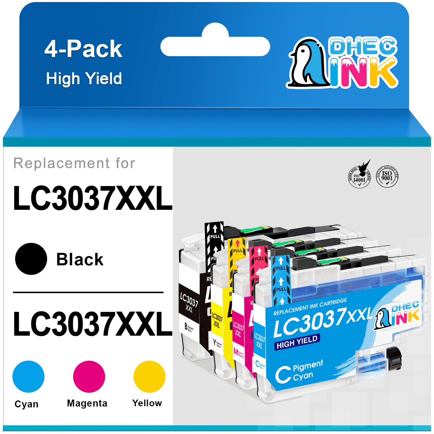 DHECINK 4-Pack LC3037 Ink Cartridges Replacement for Brother MFC ...