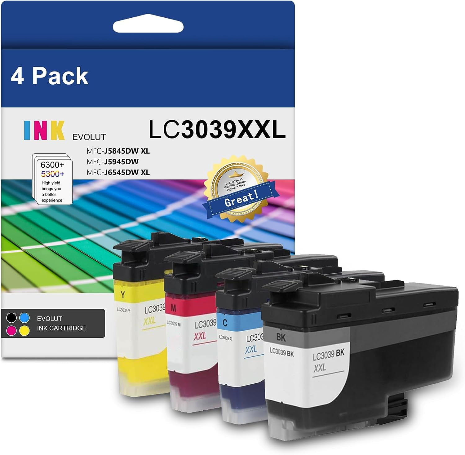 Brother LC3039XXL Ink Cartridges (4-Pack) for MFC-J5845DW, MFC-J6545DW ...