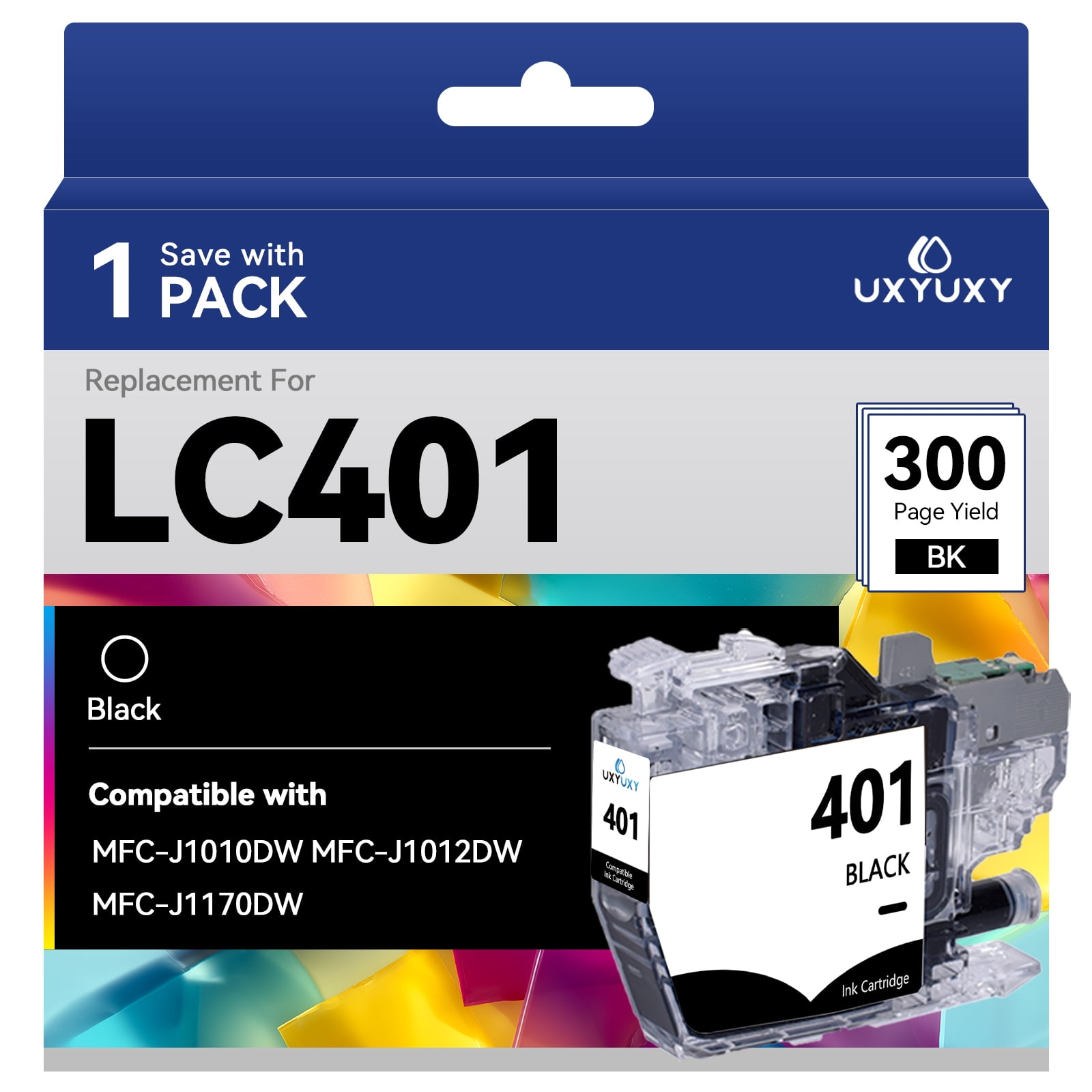 UXYUXY LC401 Ink Cartridge, Black, Replacement for Brother MFC-J1010DW ...