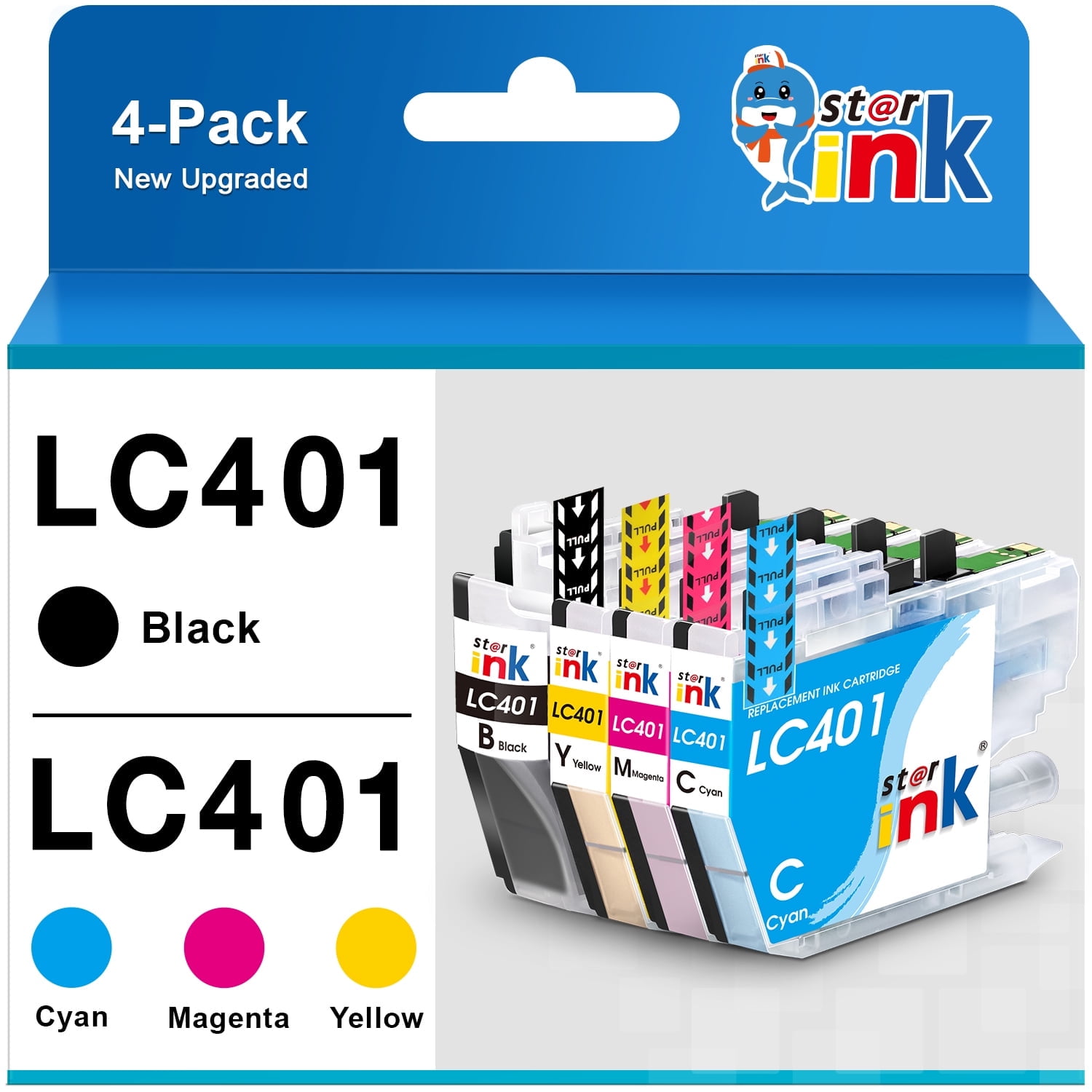 Brother LC401XL Ink Cartridges, 4 Pack (Black, Cyan, Magenta, Yellow ...