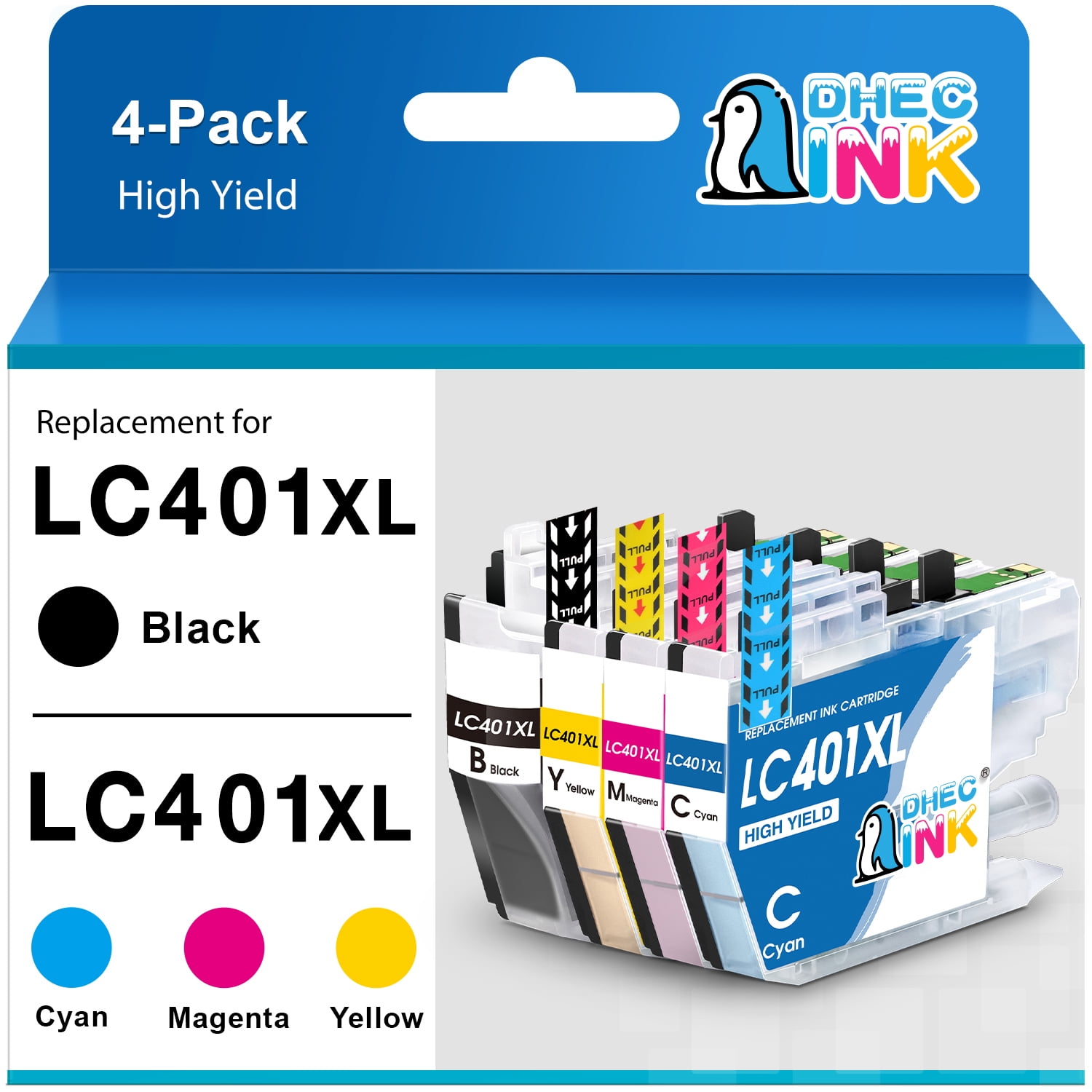 4 Pack LC401XL Colored Ink Cartridges for Brother MFC-J1 Series ...