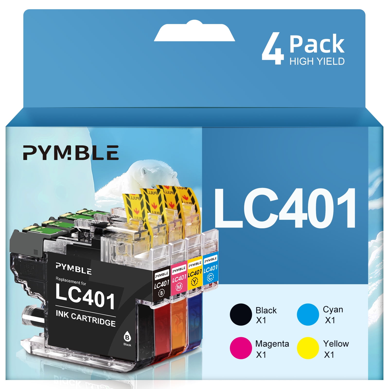 Brother LC401 Ink Cartridges, 4-Pack for MFCJ Series Printers, Black ...