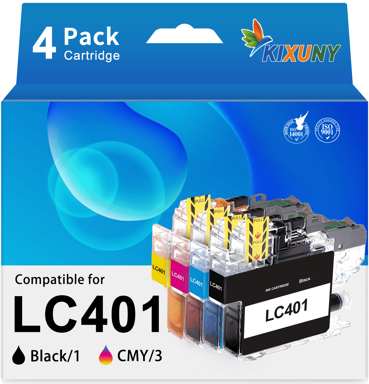 LC401 Ink Cartridges for Brother LC401 LC401XL Ink 4 Pack (Black Cyan ...