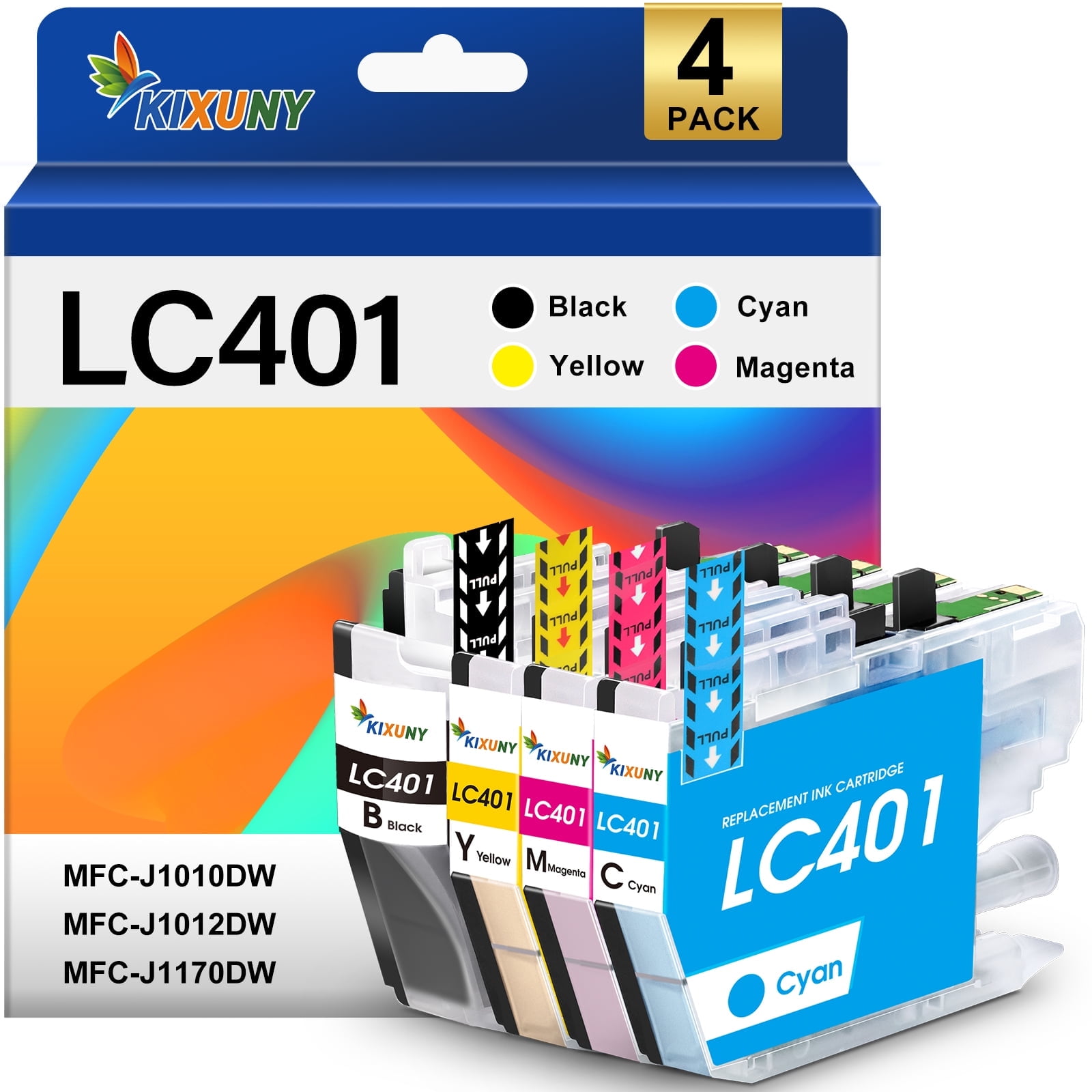 LC401 Ink Cartridges for Brother LC401 LC401XL Ink (4 Pack,Black Cyan ...