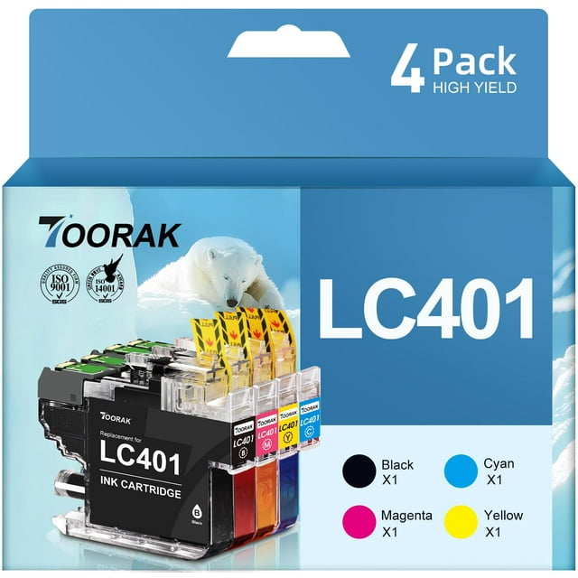 Brother LC401 Ink Cartridges, 4-Pack for MFCJ Series Printers, Black ...