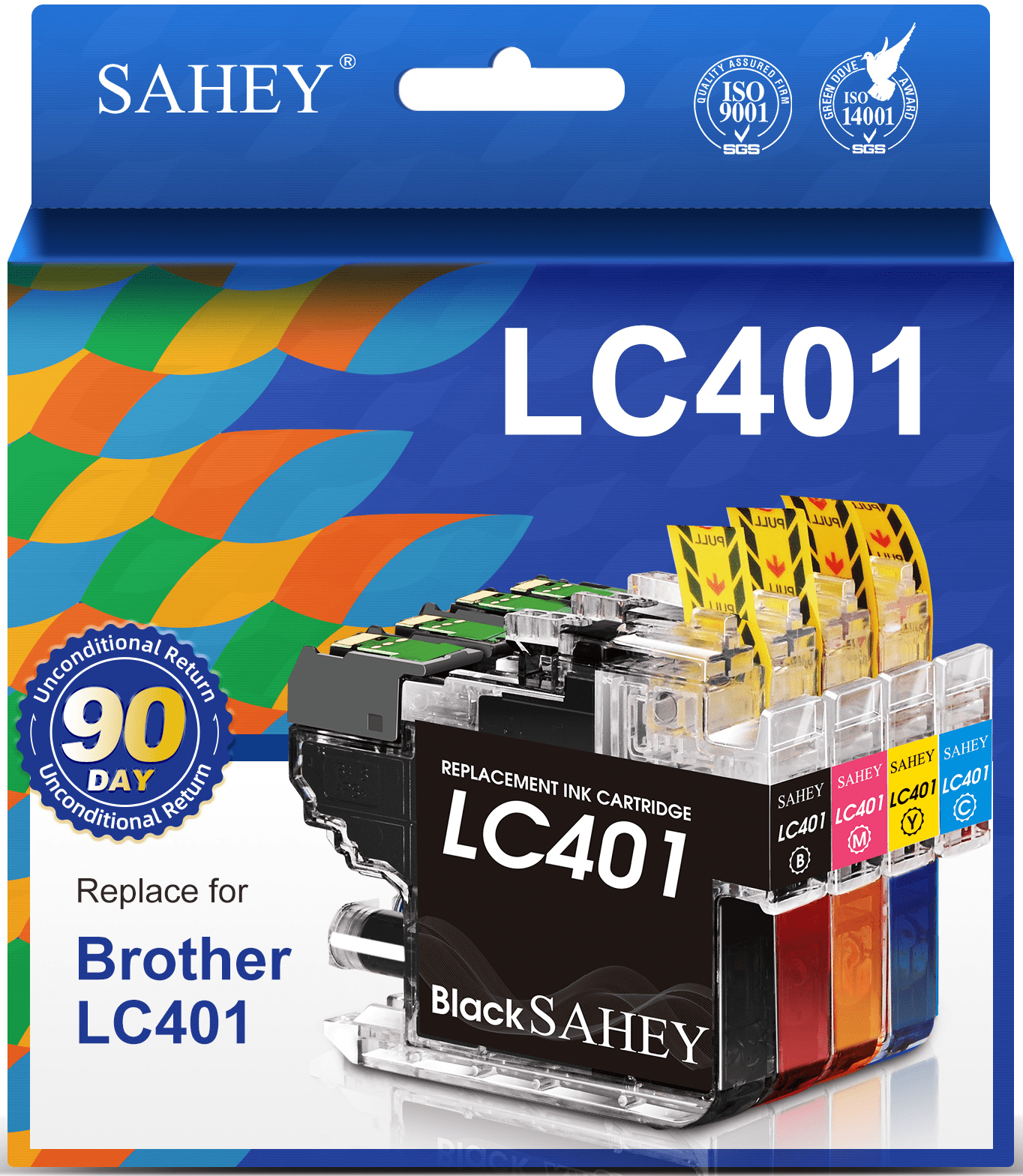 S A H E Y LC401 Ink for Brother Printers MFC-J1010DW/J1012DW/J1170DW (4 ...