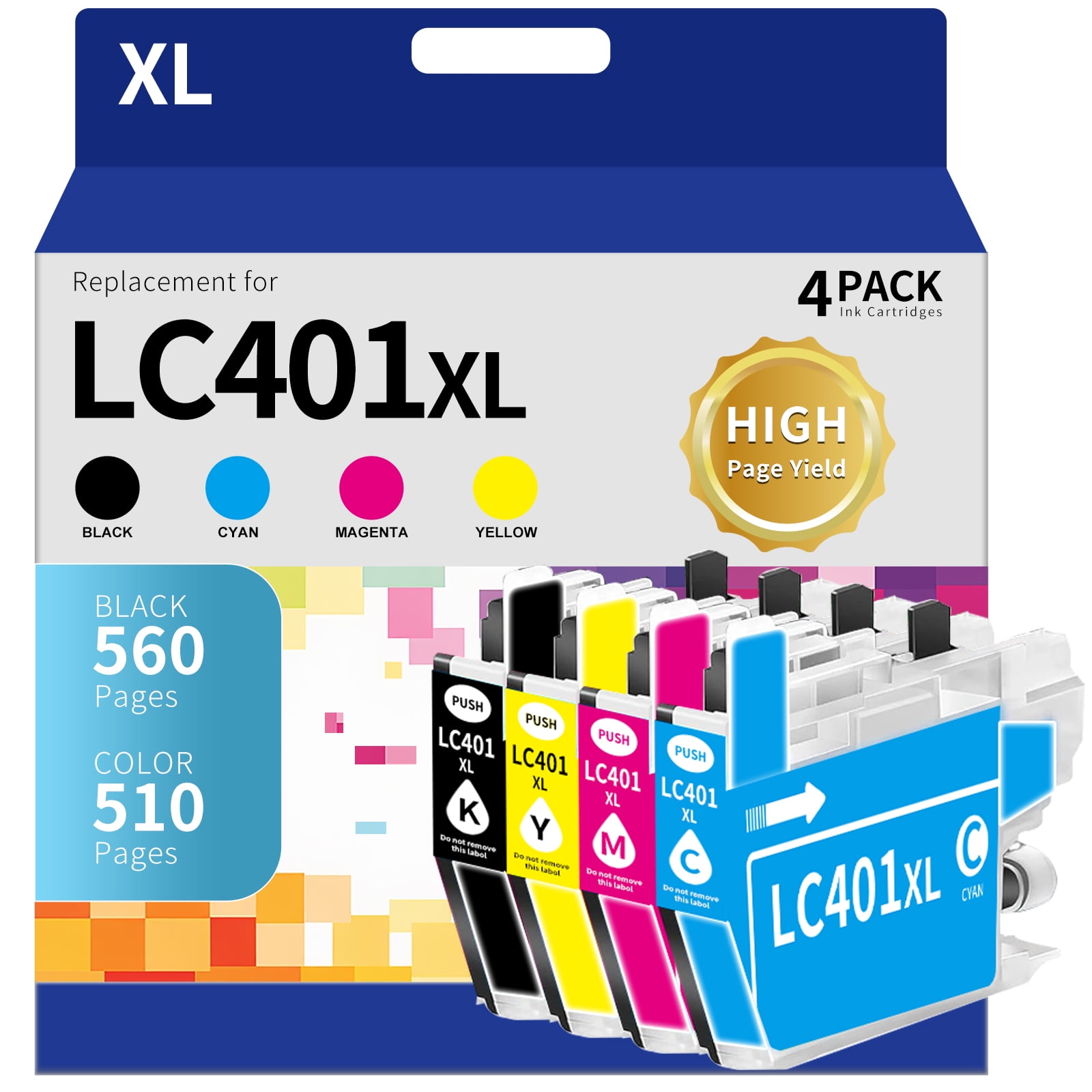 LC401XL Ink Cartridge for Brother LC401 LC-401 LC401XL for MFC-J1010DW ...