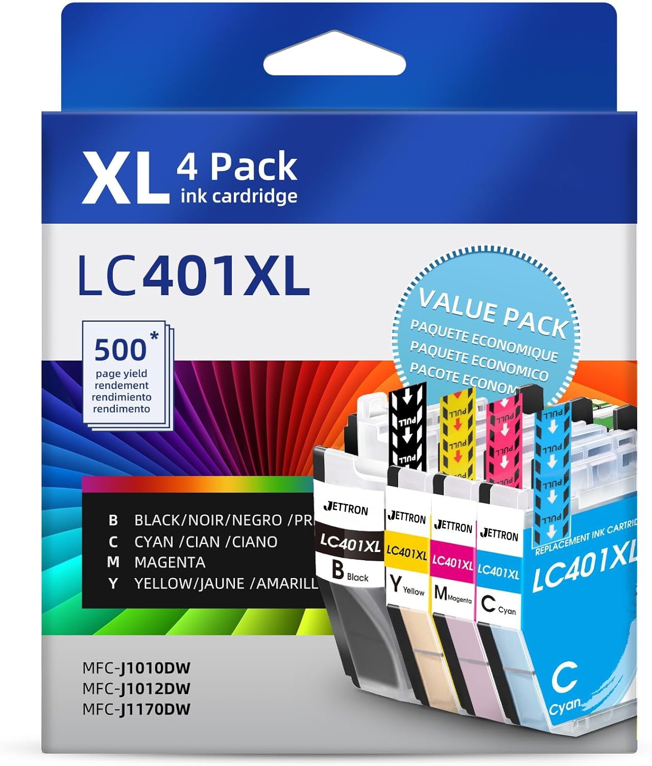 Jettron LC401XL Colored Ink Cartridge for Brother Printer MFC-J1010DW ...