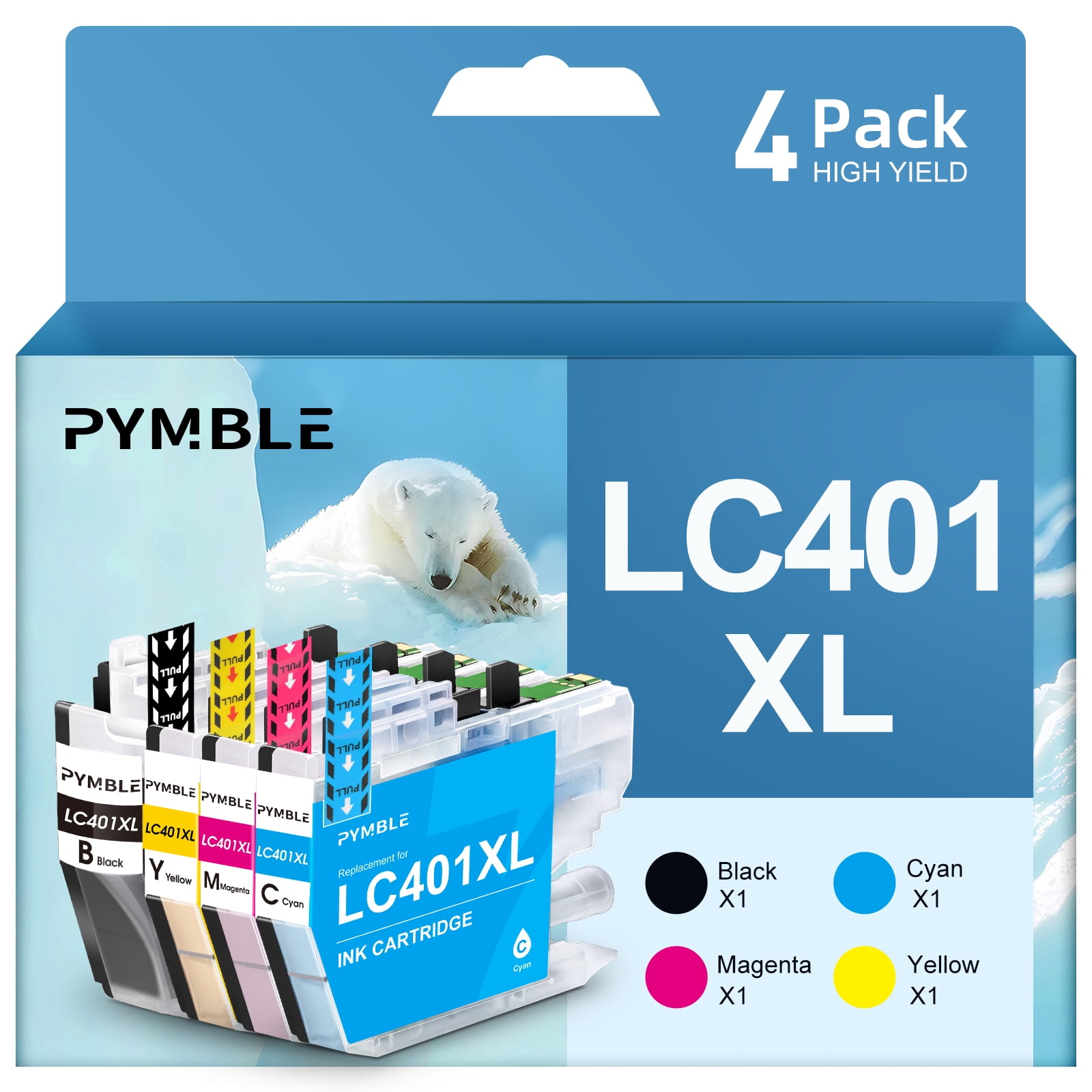 Brother LC401XL Ink Cartridges, 4-Pack for MFCJ-1010DW, MFC-J1170DW ...