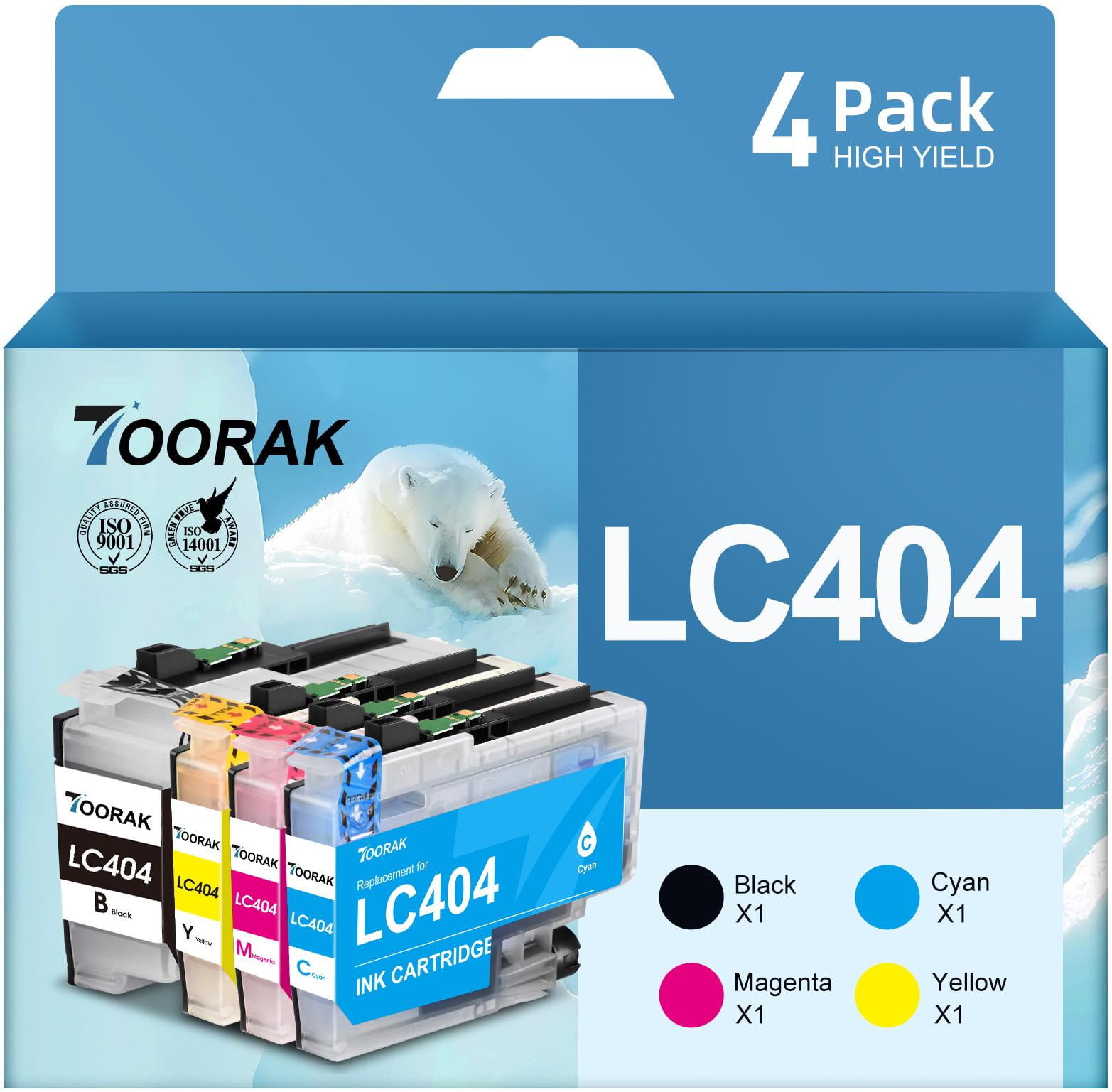 Brother LC404 Colored Ink Cartridges for MFC-J1205W, MFC-J1215W ...