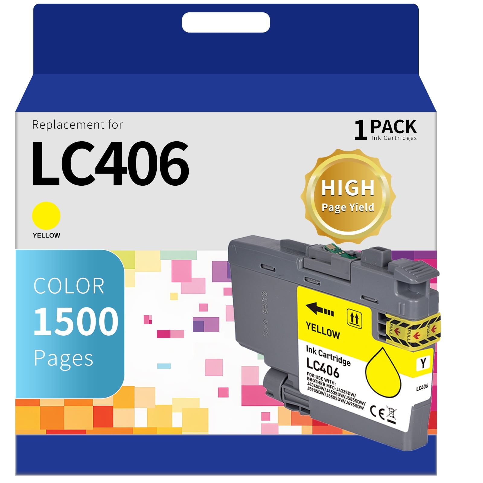 LC406 Ink Cartridge, Yellow, Compatible with Brother MFC-J4335DW, MFC ...