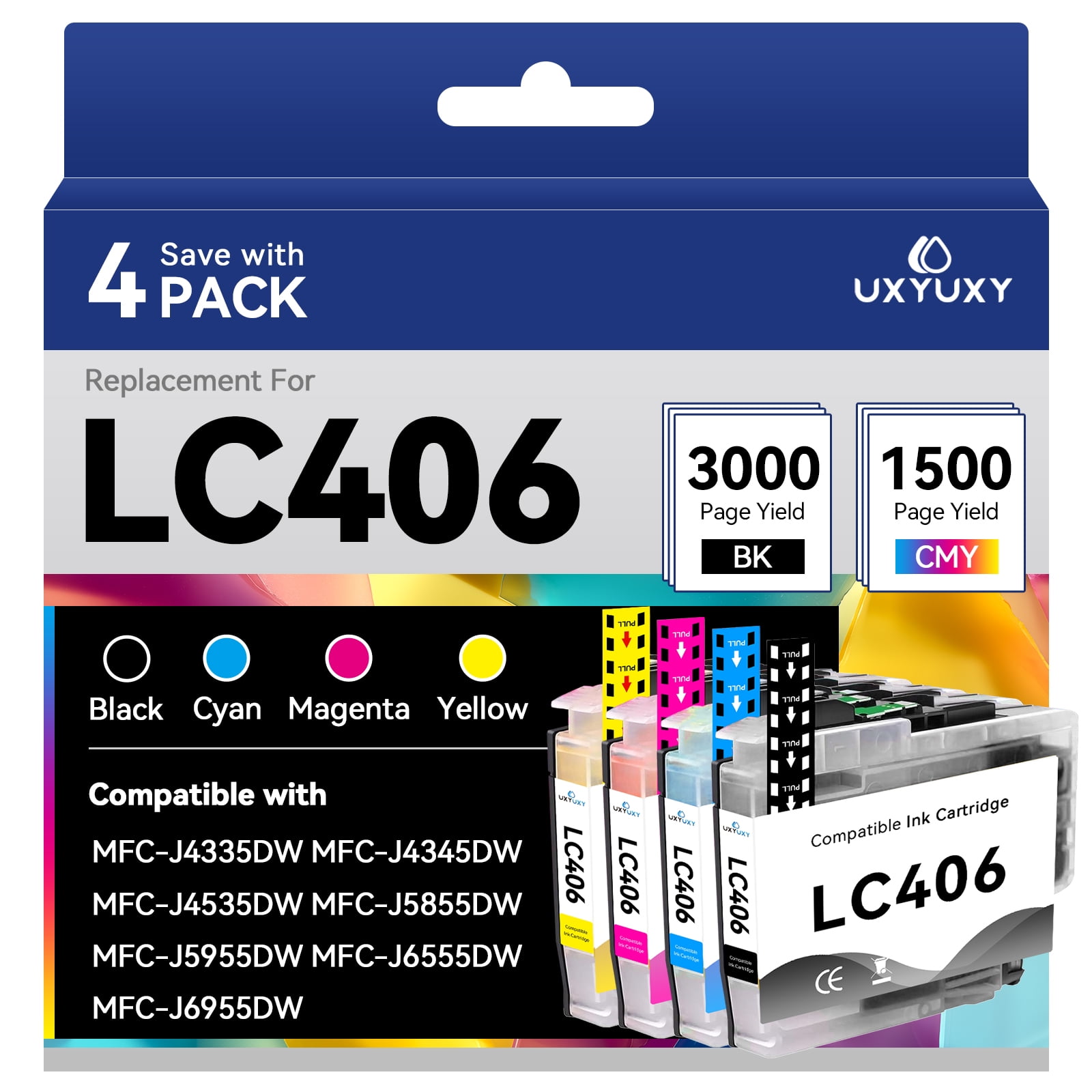 LC406 Ink Cartridges for Brother LC406 for MFC-J4335DW MFC-J4335DW XL ...