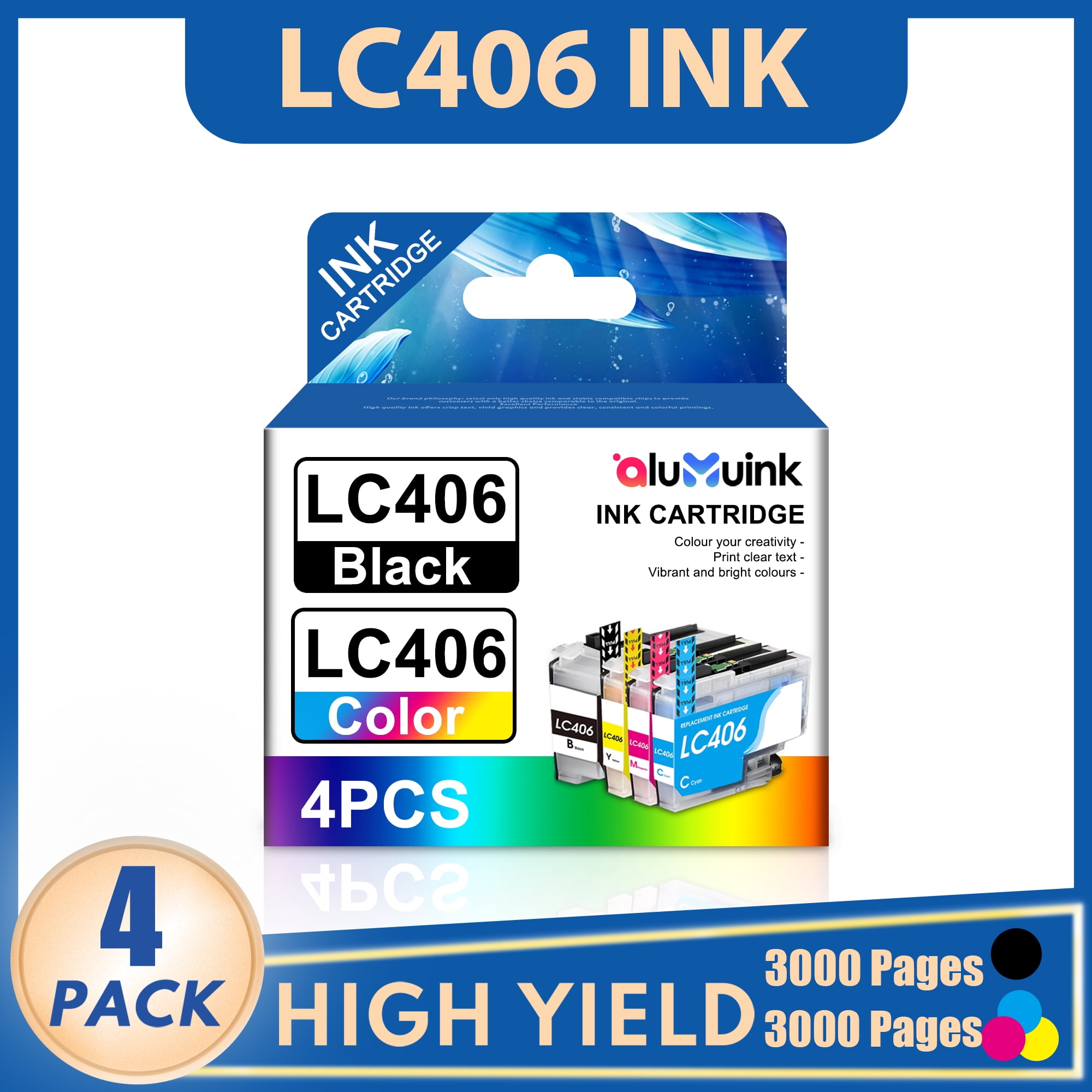 LC406 Ink cartridges Compatible for Brother LC406 ink Work with Brother ...