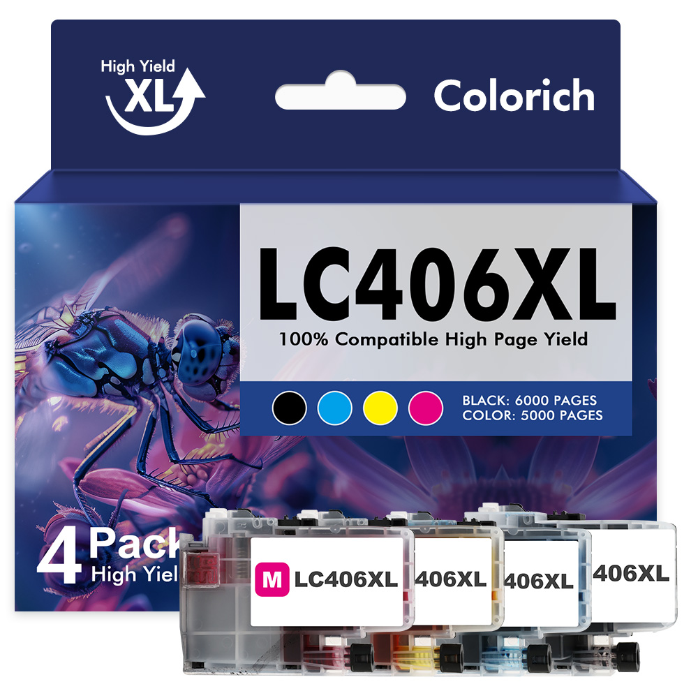 LC406 LC406XL Ink Cartridge for Brother Printer 406XL High Yield for ...