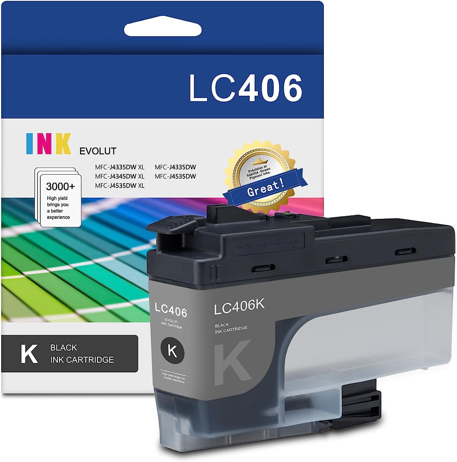 LC406BK High Yield Black Ink Cartridge(1-Pack) - Eout Compatible LC406 ...
