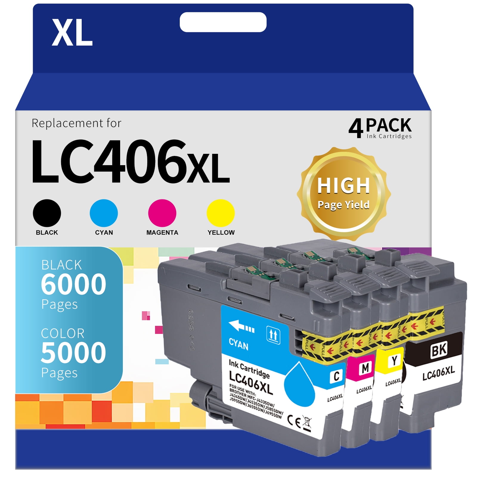 LC406XL Ink Cartridge for Brother Printers MFC-J4335DW J4345DW J5855DW ...