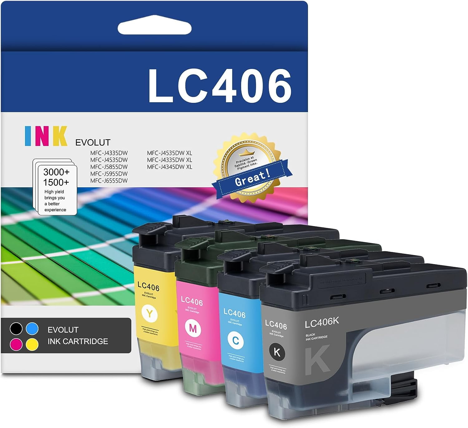 Brother LC406 High-Yield Black, Cyan, Magenta, Yellow Ink Cartridges ...