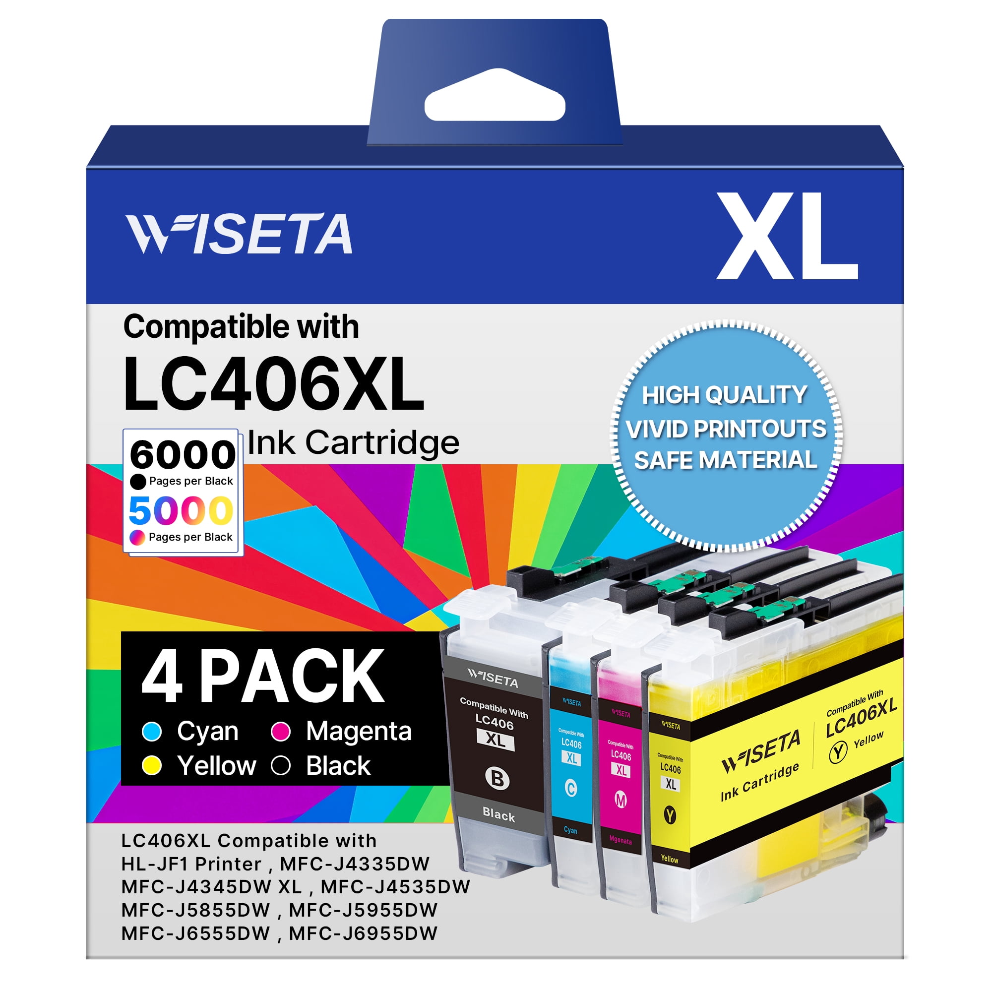 LC406XL Ink Cartridges 4 Pack for MFC-J4335DW J5855DW + more - Walmart.com
