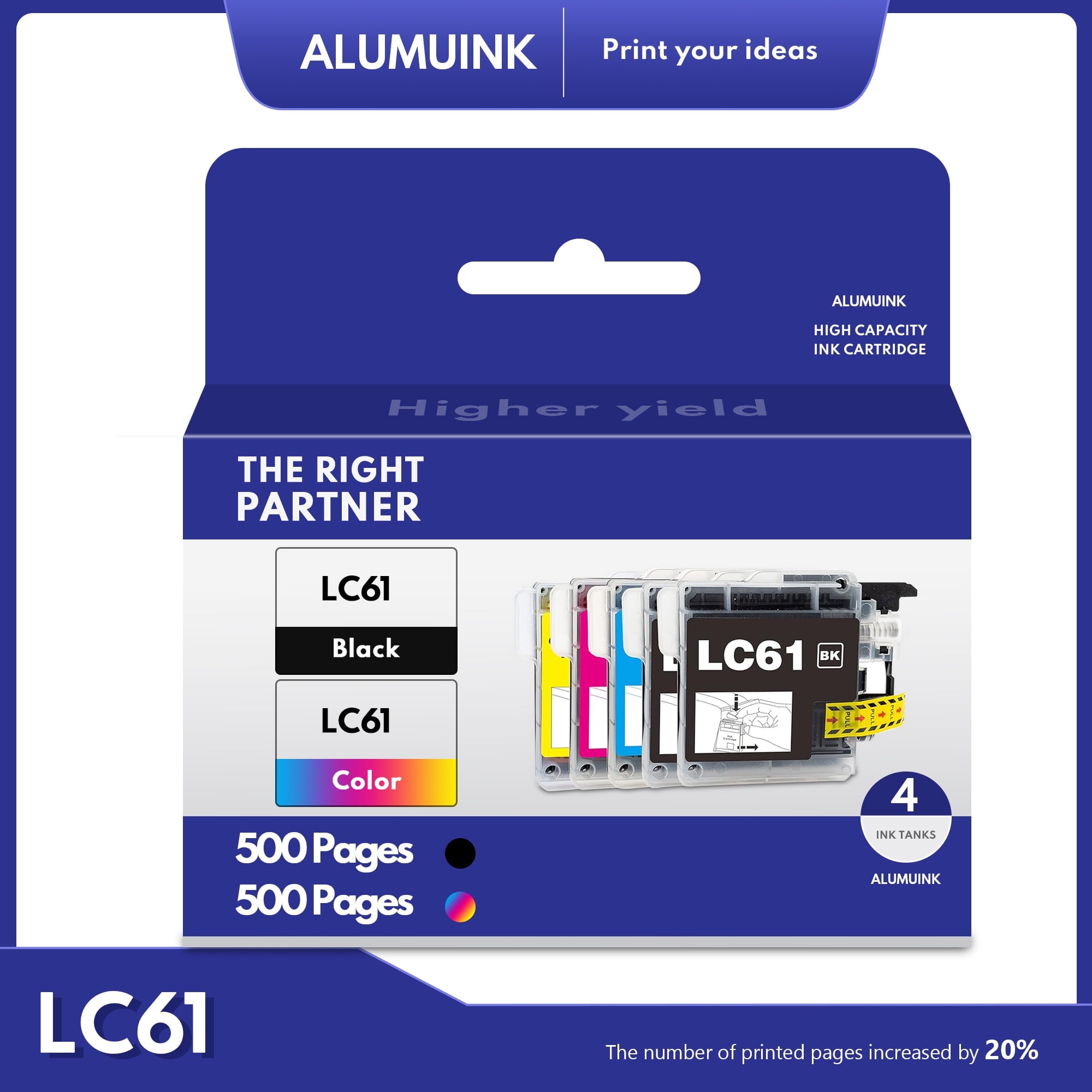 LC61 Ink Cartridges Compatible for Brother LC61 for Brother MFC-J270W ...