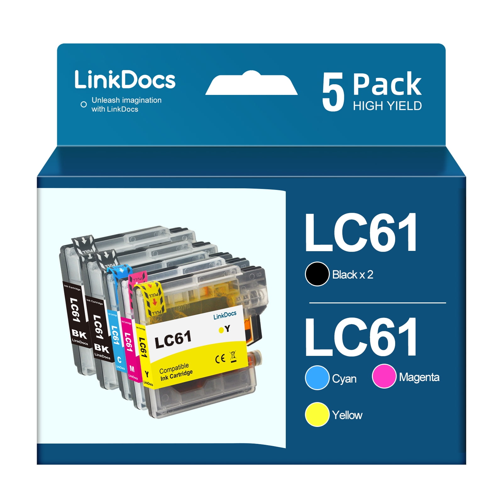 LC61 Ink Cartridges Replacement for Brother LC61 LC65 LC-61 LC61BK ...