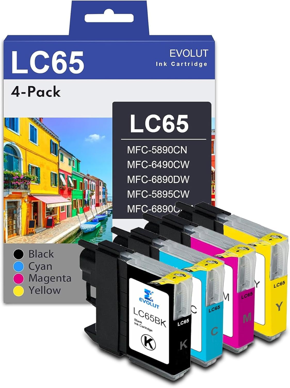 LC61 LC65 High-Yield Ink Cartridges (4Pack, BK/C/M/Y) - Eout Compatible ...