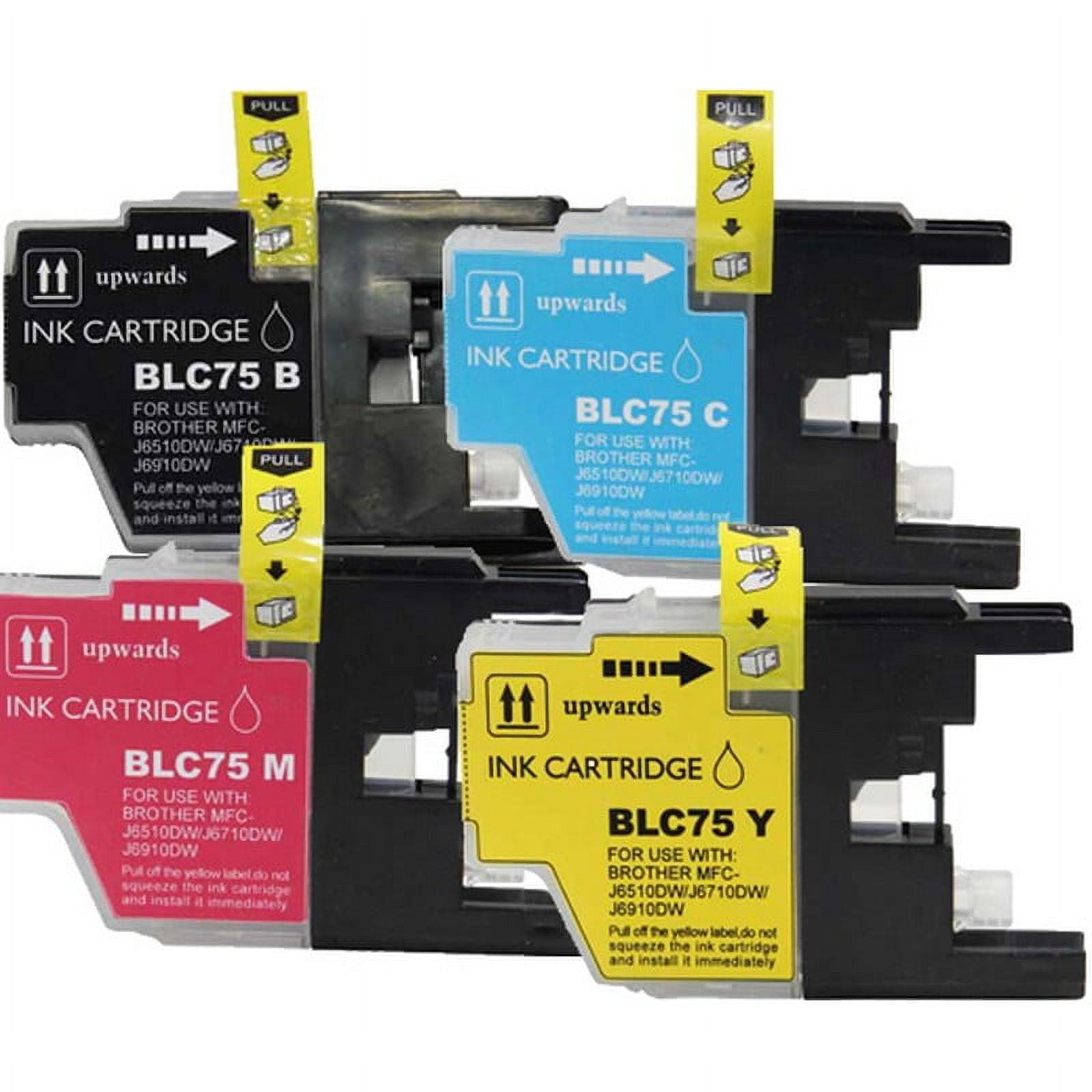 Generic Brand LC75 Ink Cartridges, Black, Cyan, Magenta, Yellow ...