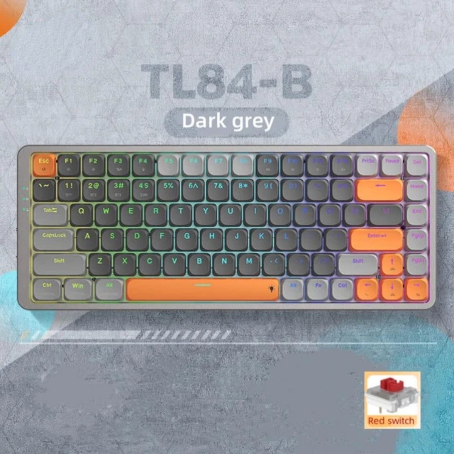 LCACAJZ Ultra Thin Wired Mechanical Keyboard Slim Compact 84 Keys ...