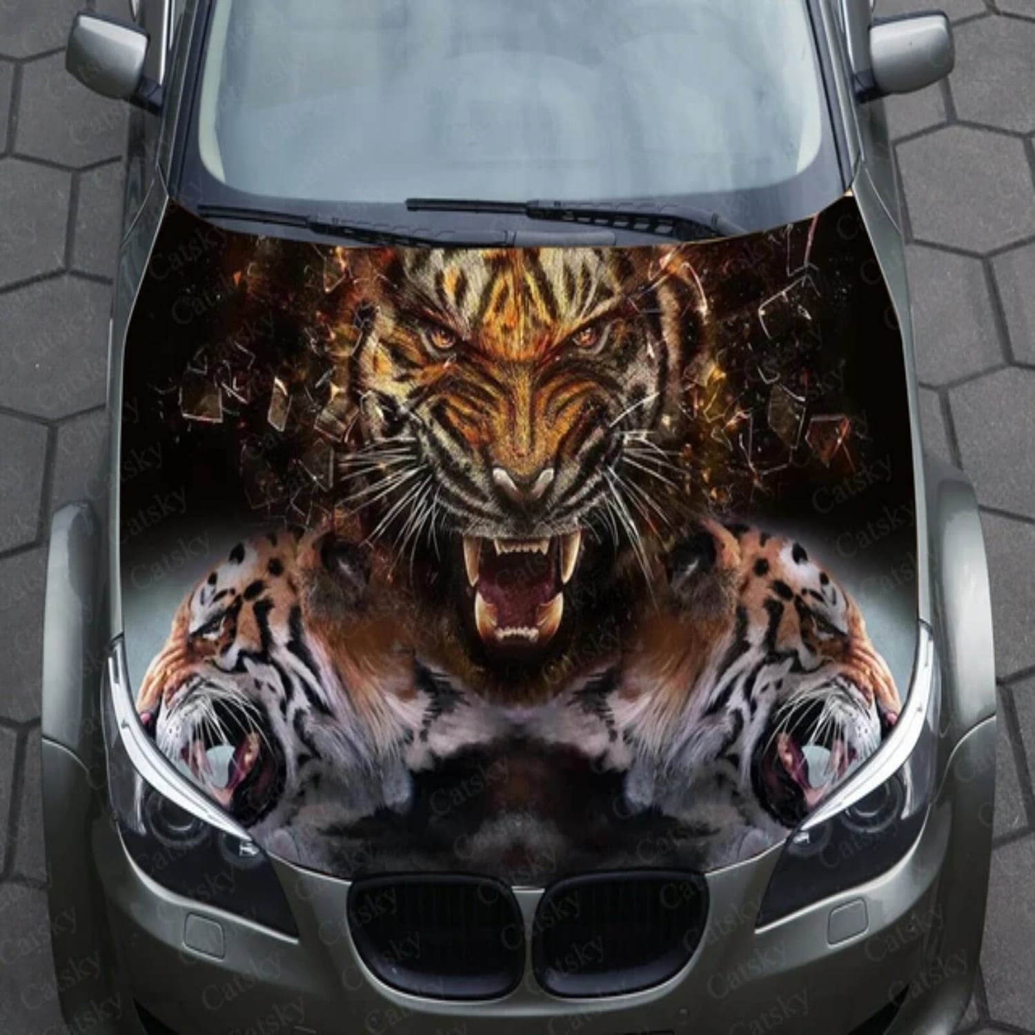LCACAJZ tiger car stickers graphics vinyl decals hood patterns ...