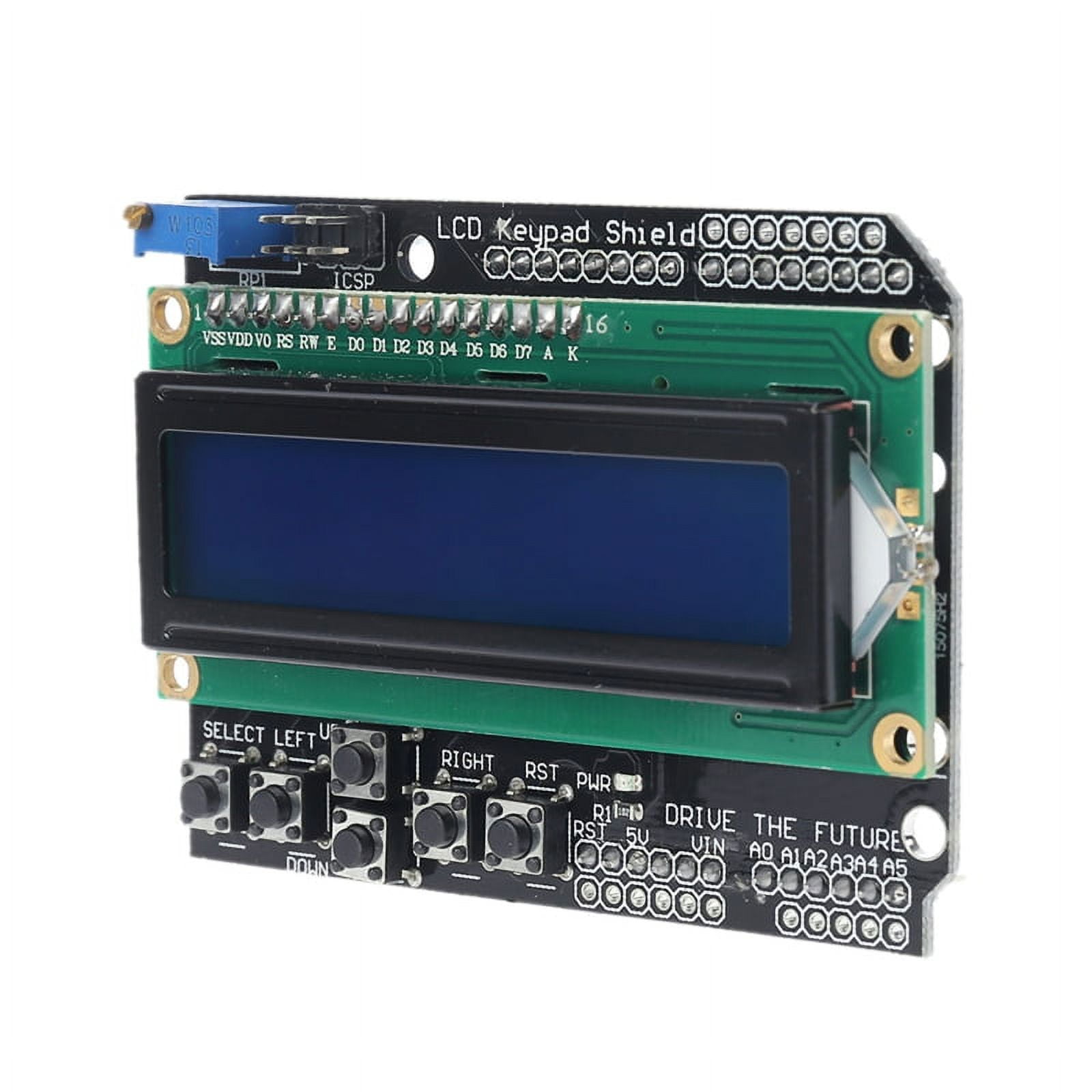 LCD 1602 16x2 Keypad Shield Board Blue Backlight for Robot - Walmart.com