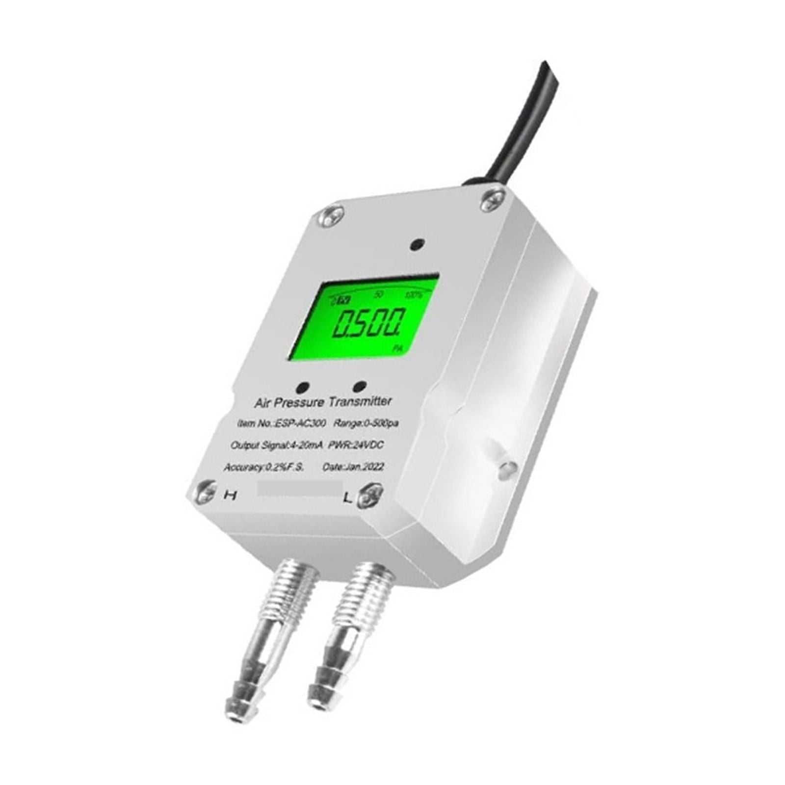 LCD Air Pressure Sensor Digital Wind Differential Pressure Transmitter,4-20mA Out Sensor -50-0 ...