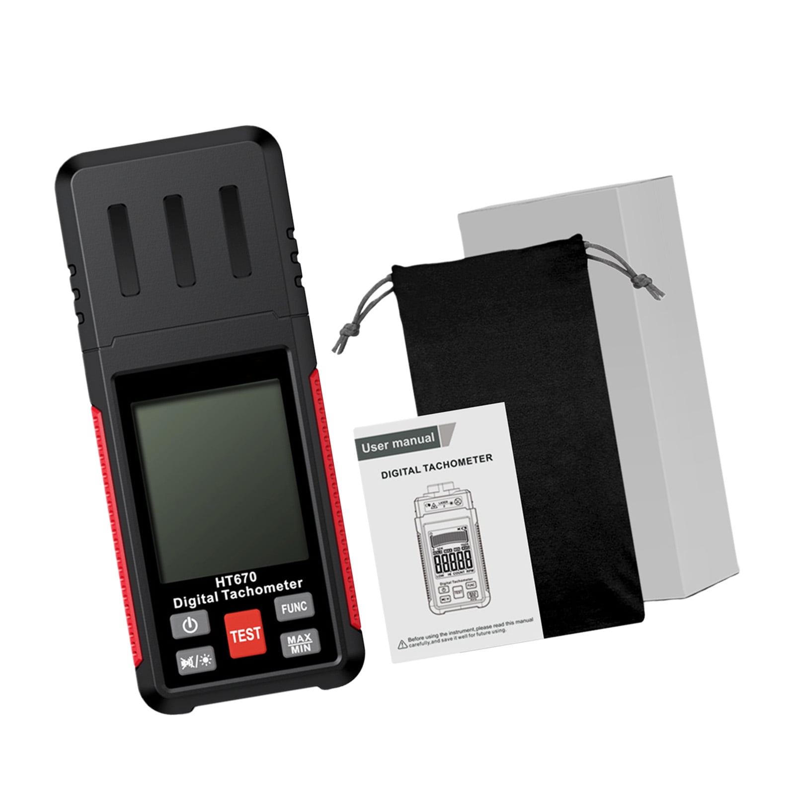 LCD Backlit Digital Tachometer Contactless And Contact Mode 10-99999RPM ...