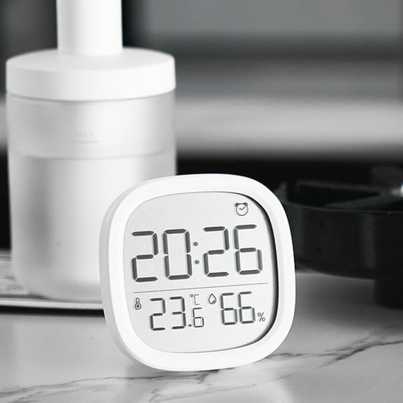 LCD Clock White | Digital Temperature & Humidity | Slim Magnetic Design ...