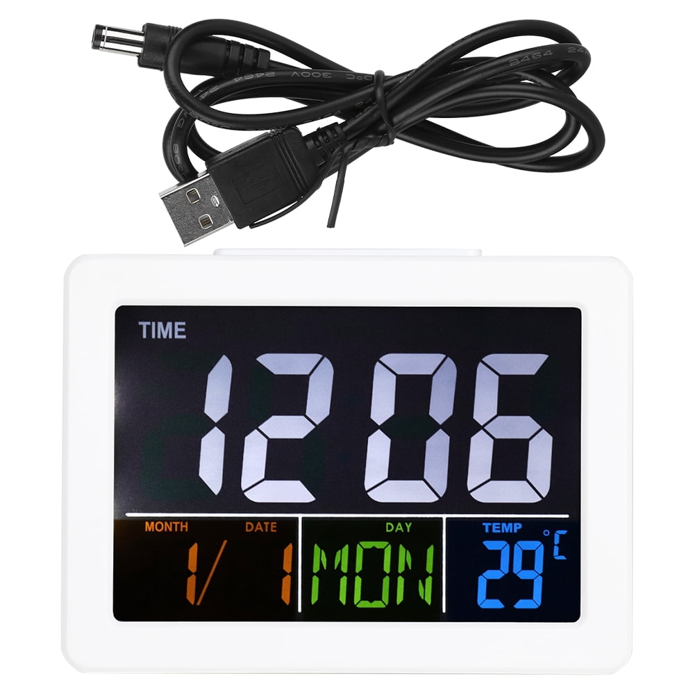 LCD Digital Alarm Clock Student Large Screen Time Temperature Display ...