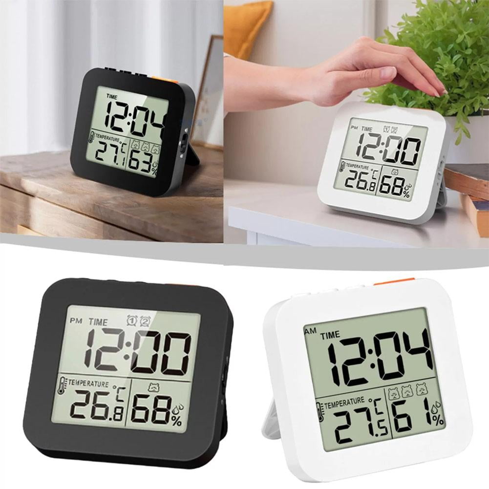 LCD Digital Clock with Alarm Thermometer Hygrometer Wall Clock ...