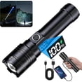 LCD Digital Display Rechargeable Flashlight, 5 Modes with USB Charge ...
