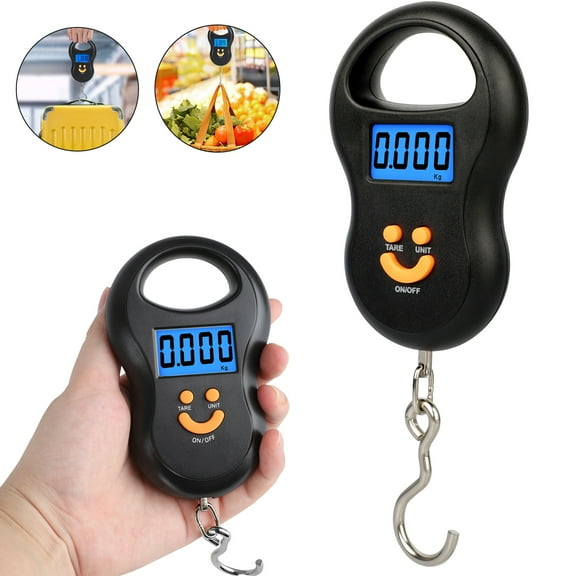 Fish Scale, 50kg/110lb Portable LCD Electronic Hand Scale Travel ...