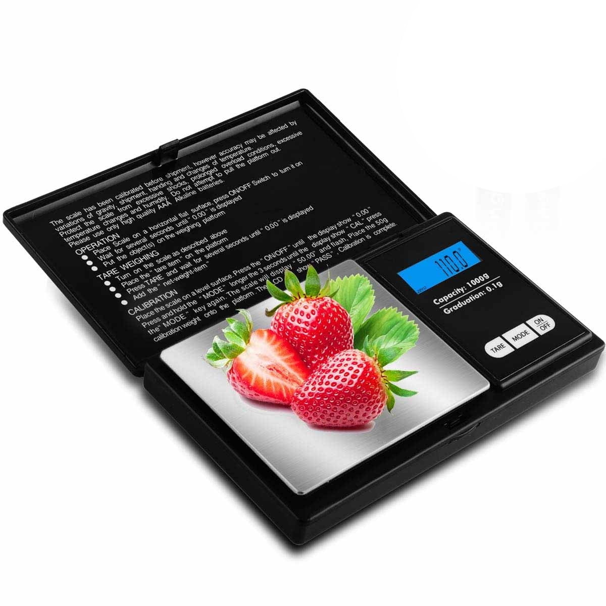 LCD Digital Kitchen Scale 2.2LB/0.01oz 1KG/0.1G Stainless Steel Food ...