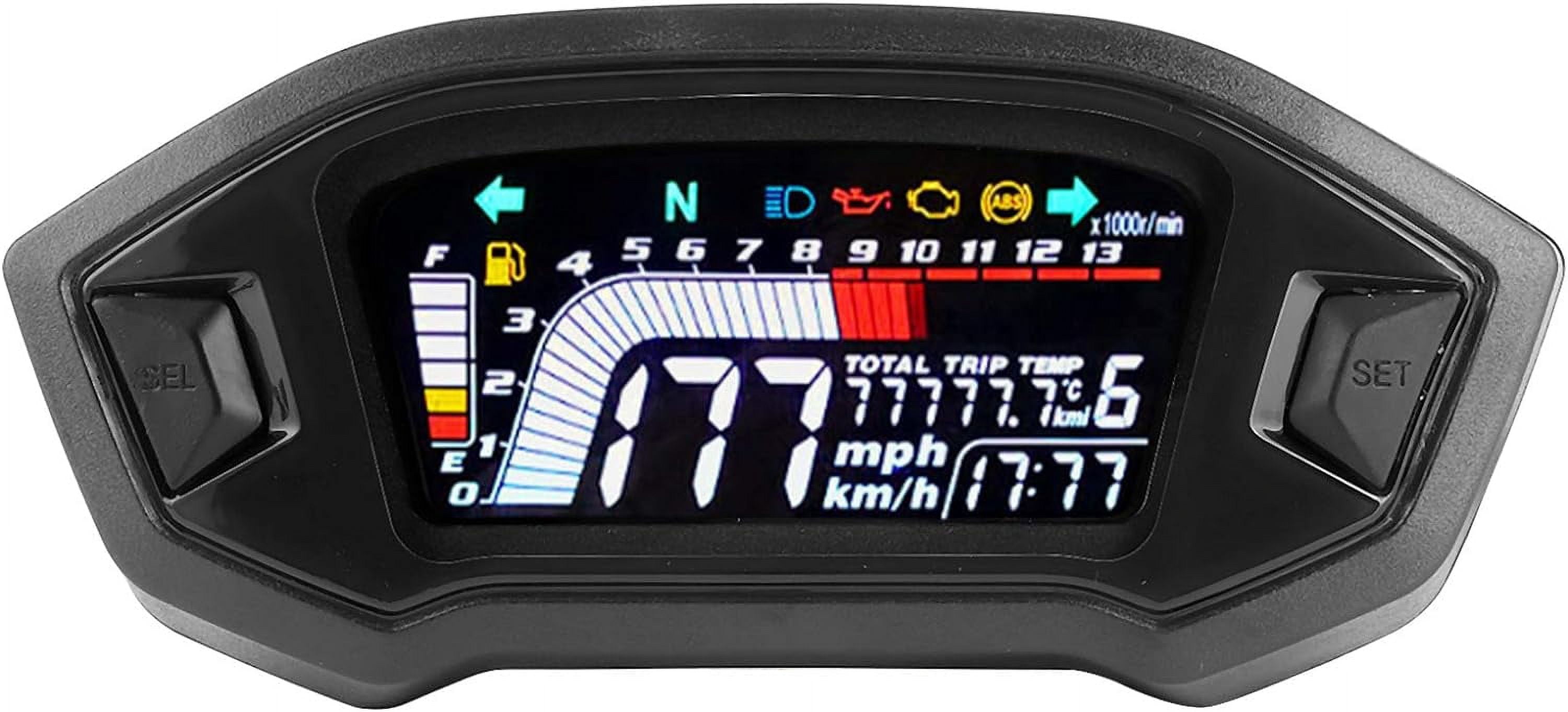 LCD Digital Motorcycle Speedometer Tachometer with High Resolution ...