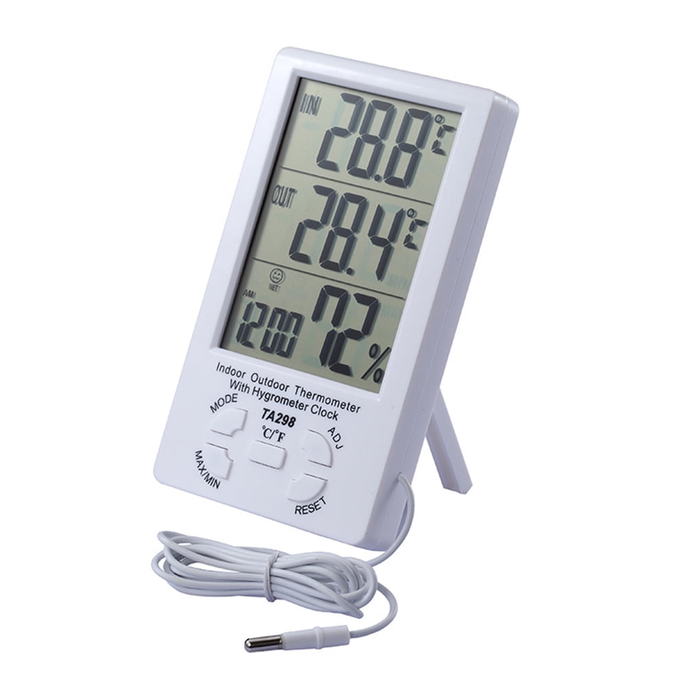 LCD Digital Solar Temperature Meter Humidity Thermometer Time Clock ...