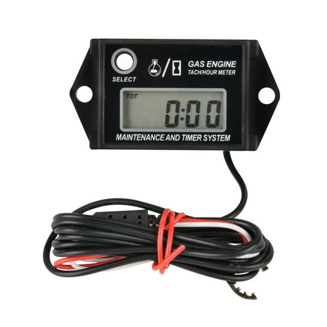 LCD Digital Tachometer Gas Engine Tach/Hour Meter Resettable RPM Tester ...