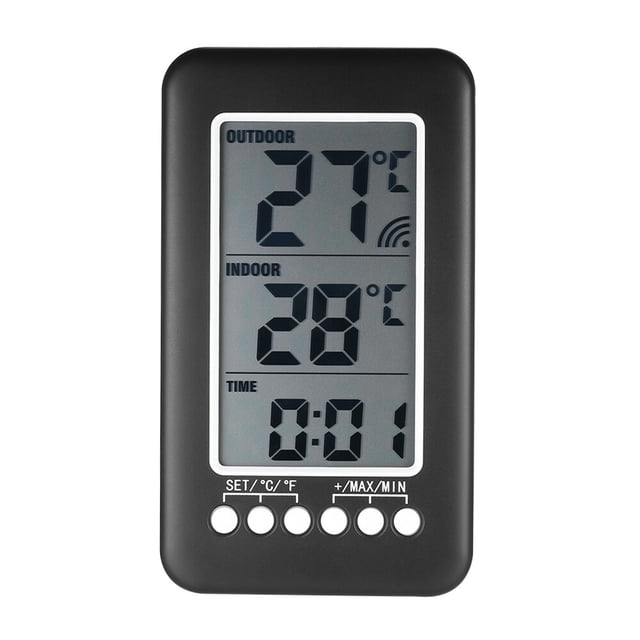 LCD ℃/℉ Digital Wireless Indoor/Outdoor Thermometer Clock Temperature ...