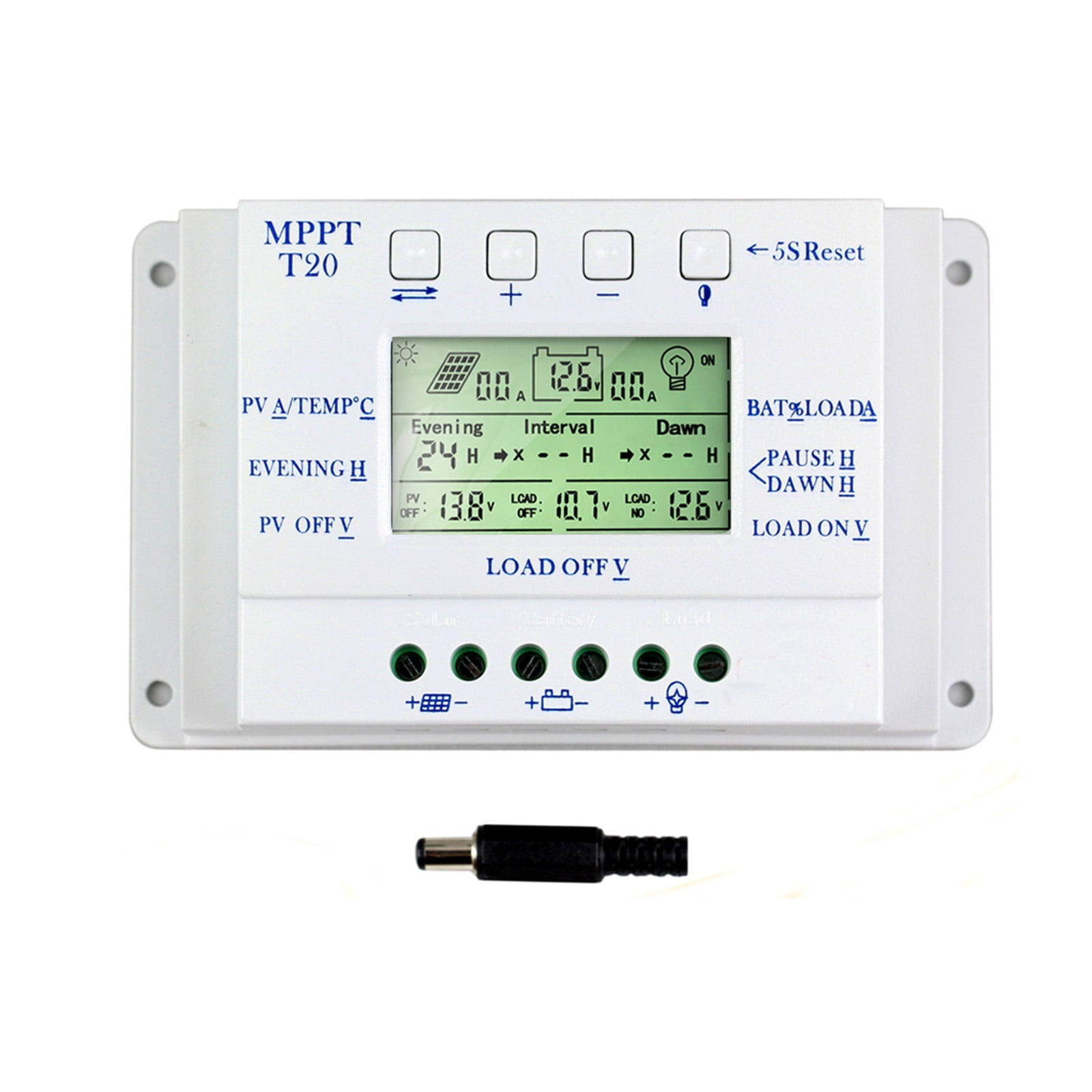 LCD Display 20A MPPT 12V/24V Solar Panel Battery Regulator Char ...