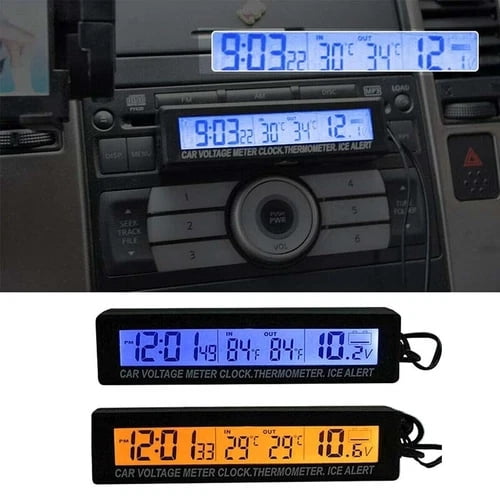 LCD Display Clock Digital display Car color electronic clock Car 3-in-1 ...