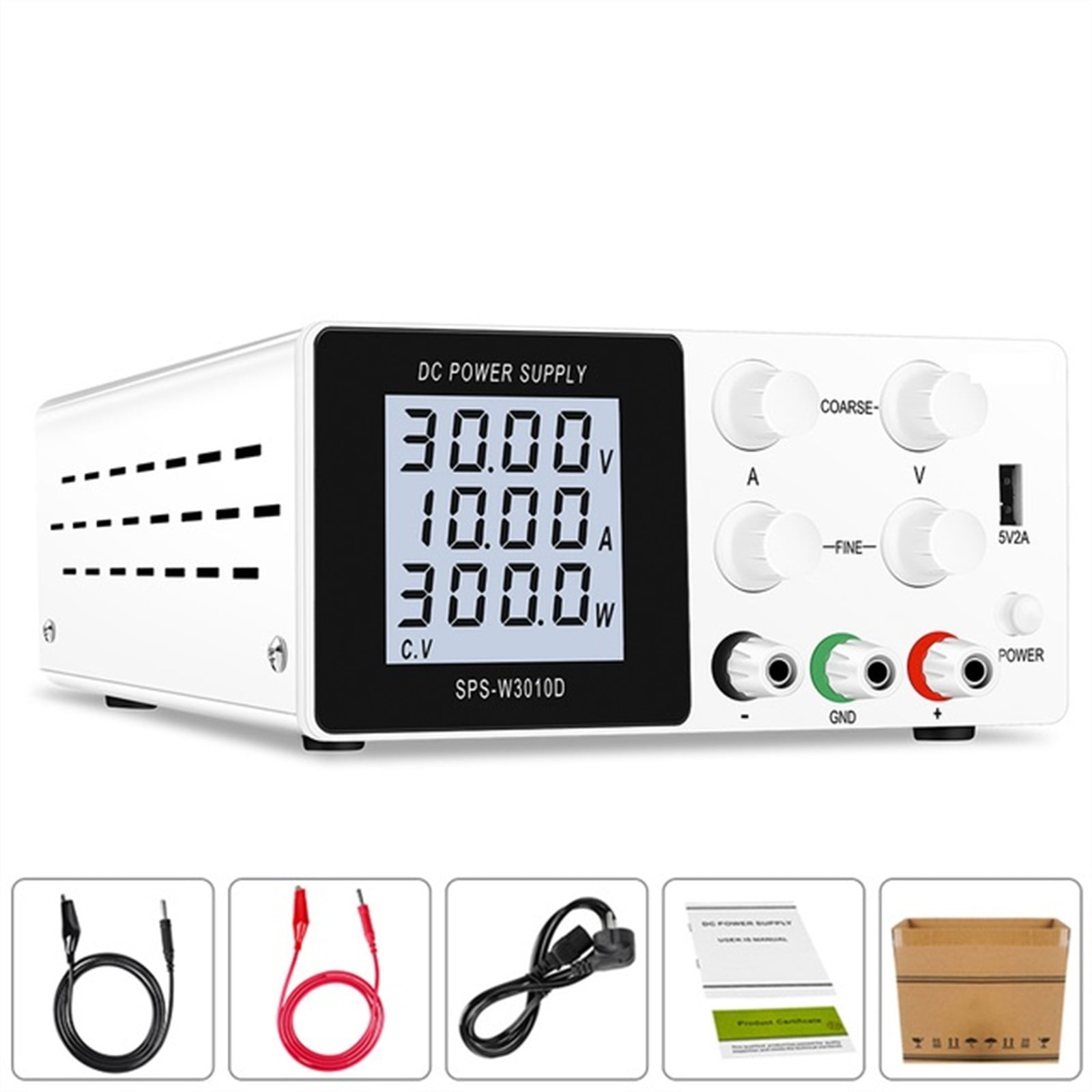 LCD Display Desktop Lab Switching DC Power Supply Adjustable 30V 10A ...