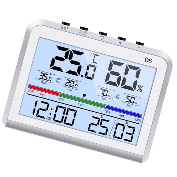 LCD Display Digital Thermometers Hygrometer Humidity Monitor With Time ...