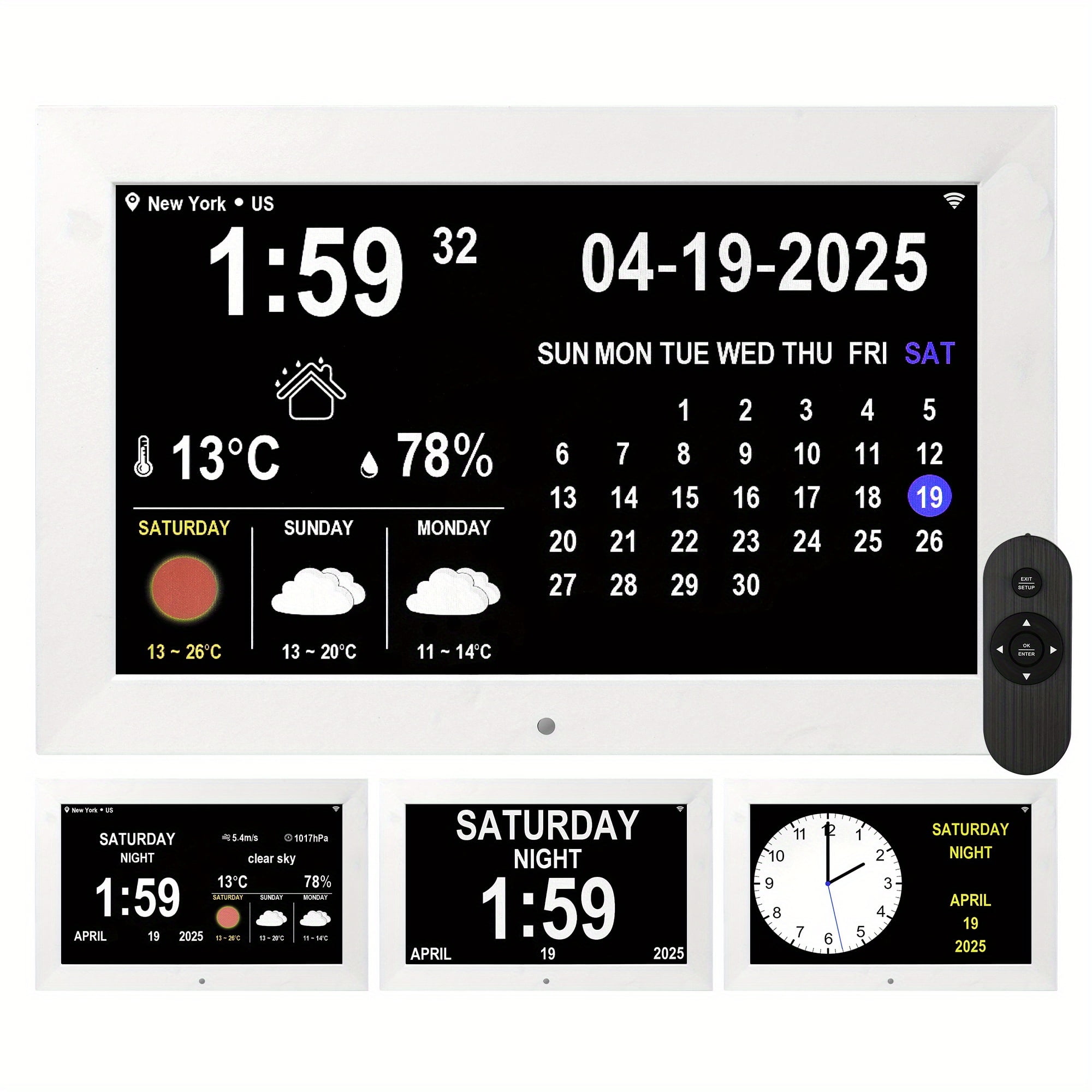 LCD Display Digital WiFi Weather Thermometer Alarm Clock - Real-Time ...